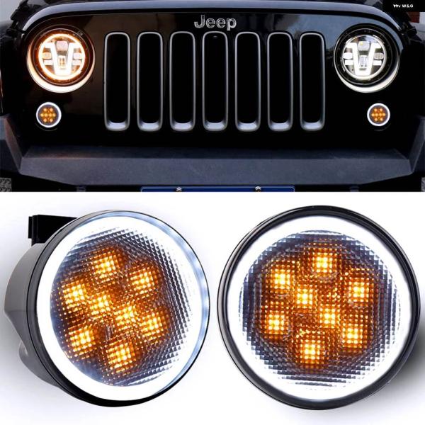 フロント LED ウィンカーライト アセンブリ ホワイト ハロー スモークレンズ 2007〜2011 - 17 ジープ ラングラー JK カスタム パーツ アクセサリーHigh-concerned chemical:NoneFor Vehi...