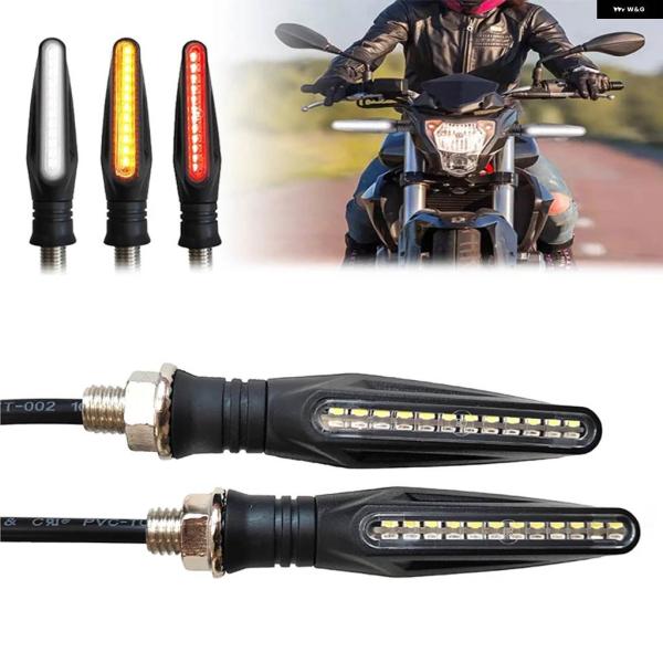 オートバイ ウィンカー12 LED ライト流水ウインカー点滅 インジケーター レッドテール ストップ シグナルホワイト デイタイム カスタム パーツ アクセサリーBattery Included:NoHigh-concerned chemi...