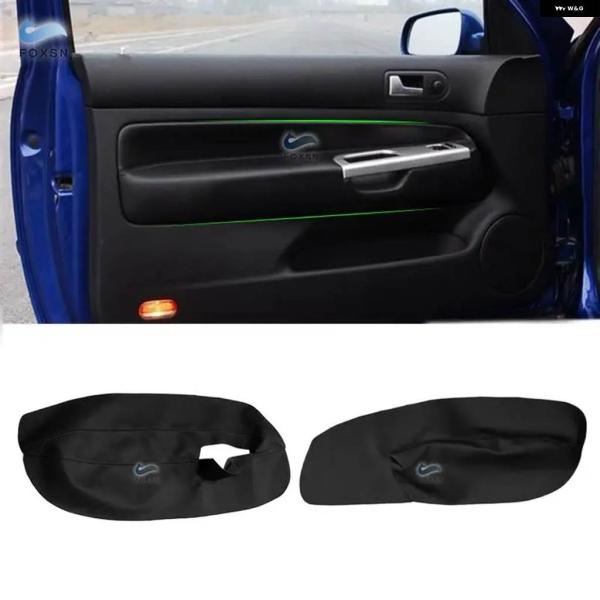 フロントカバー 2枚 VW ゴルフ 4 MK4 ジェッタ 1998 - 2005 3ドア専用 カーマイクロファイバーレザー ドアハンドル アームレスト パネル カバー トリム カスタム パーツ アクセサリーHigh-concerned ch...