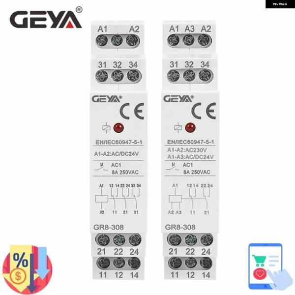 GEYA GR8-308 3SPDT ミドルリレー 補助リレー 8A 電子リレースイッチ 12V 24V 48V 110V 230V カスタム パーツ アクセサリーHigh-concerned chemical:NonePower Sour...