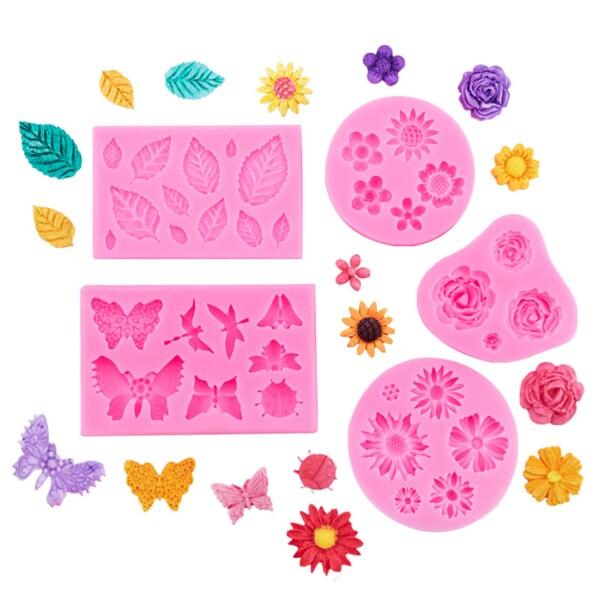 5個セット シリコンモールド シリコン型, BetterJonny 花模様リーフ 葉っぱ シリコンモールド DIY デザート シュガー クラフト 手作り 石鹸 キャンドル 粘土DIY 手作りデコレーション 型 抜き型商品コード：550575...