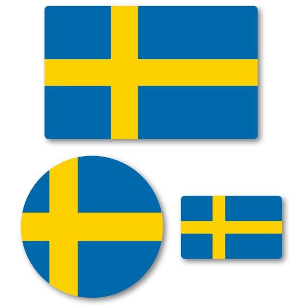 Isaac Trading スウェーデン 国旗 ステッカー 耐候・耐水 長方形2枚(81×54mm、36×24mm)＋円形(直径54mm) 計3枚セット Sweden商品コード：55064929585型番：STC-053カラー：青い角丸加工...