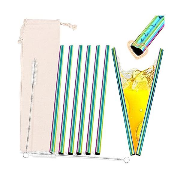 Kalevel ８個セット ステンレスストロー ハート型 ストロー 金属 エコ マドラー お洒落 持ち運び 再利用可能 コーヒー ジュース 持ち運び収納袋付き 洗浄用ブラシ２本付き商品コード：55064944302型番：4038231925...