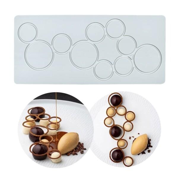 ケーキレース型 シリコンレースフォンダン型 シュガークラフト印象型食用ケーキ分子料理飾る、チェーンリング商品コード：55064947715型番：XSL-8094カラー：チェーンリング【安全】高品質の100%食品グレードのシリコン製。【広く使...