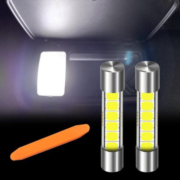 WRX STI (VAB/VAG)・WRX S4 (VAG)・インプレッサ (GT系/GK系) 適用/対応 LED バニティランプ T6.3×29mm 6連SMD2835 LEDチップ バイザー球 室内灯 樽型 ルームランプ LEDバルブ ...