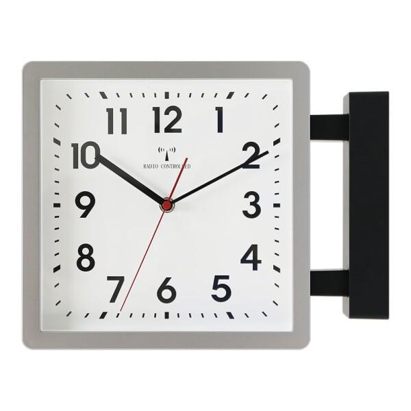 ベスタイム(BESTIME) RC295B 両面壁掛け時計 掛け時計 電波時計 銀いABSプラスチック 白い文字盤 高さ32x幅25x9cm ラジオムーブメント 高増幅アンテナ搭載 キッチン リビング 玄関 ベッドルーム 居間 書斎 図書館...