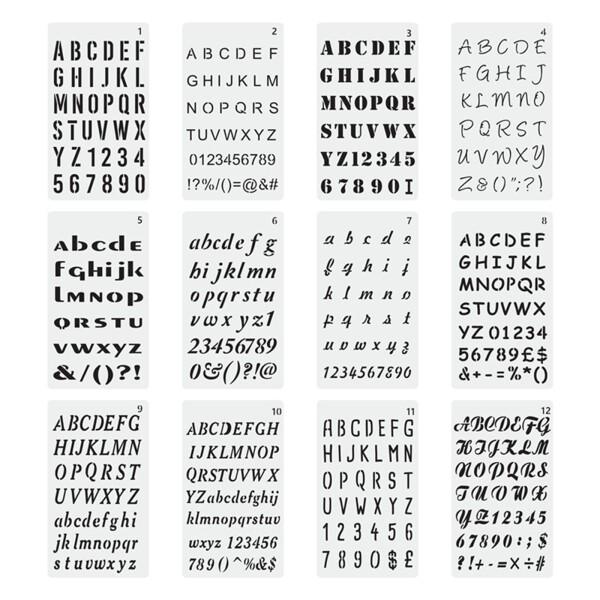 YFFSFDC ステンシルシートアルファベット数字製図看板の作成メッセージ ジャーナルカード 描画テンプレート大文字小文字DIY絵画塗装道具繰り返し利用（12枚セット）商品コード：55071418462型番：JSI032サイズ：Cカラー：銀...