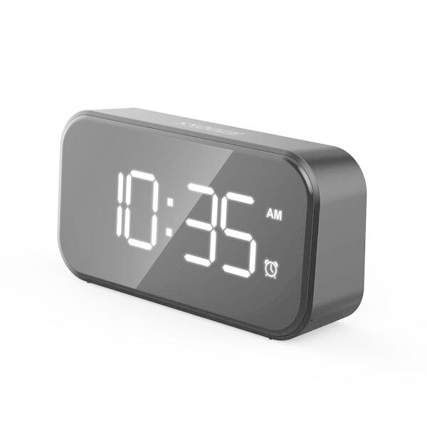 目覚まし時計 5インチ大型LEDデジタル目覚まし時計 USBポート付き携帯電話充電器 0-100%調光器 タッチアクティベーション 簡単なベッドヘッド時計商品コード：55073532445型番：NZ-00カラー：ブラック?全LEDミラースク...
