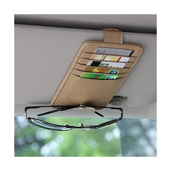 Takelablaze サンバイザーポケット 車用 バイザーポケット カード メガネ 小物収納 多機能車載収納用 (ベージュ)商品コード：55073532463型番：090カラー：ベージュサイズ:14.58.6cm機能は充実しており、給油カ...