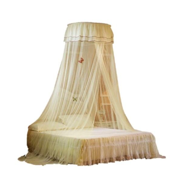 (lunar.maria) イエロー 蚊帳 モスキートネット 吊り下げ 天蓋 ベッド カーテン 蝶装飾付き 虫除け プリンセス お姫様 ロマンチック インテリア (黄色)商品コード：55073533061型番：KAYA4サイズ：ONEカラー...