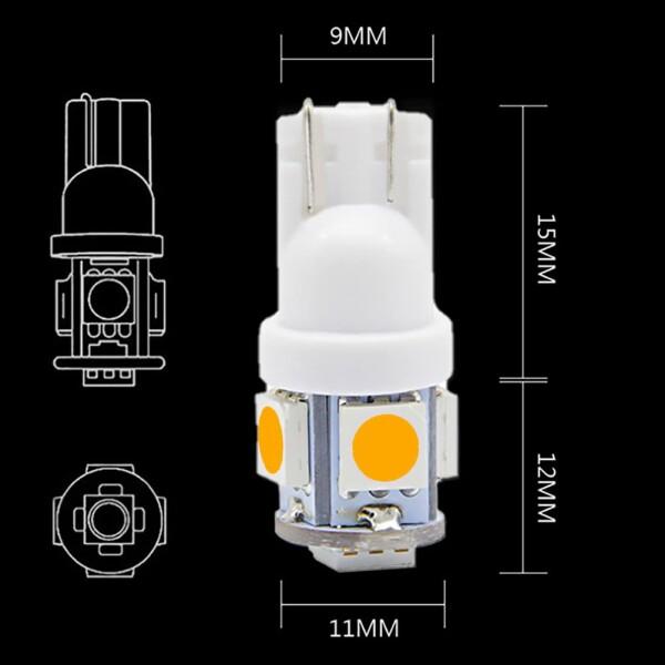 LightBox T10 194 168 W5W LED 暖かい白色交換用 汎用 車内照明 マップドームランプ ポジションランプ12V 5連 5050SMD 10個入り商品コード：55073534936型番：YB30O4カラー：暖かい白【T...