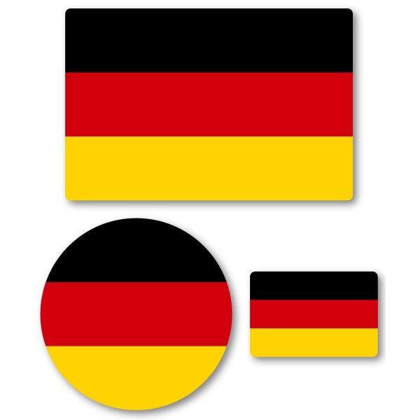 Isaac Trading ドイツ 国旗 ステッカー 耐候・耐水 長方形2枚(81×54mm、36×24mm)＋円形(直径54mm) 計3枚セット Germany商品コード：55073535152型番：STC-051カラー：ブラック角丸加工...