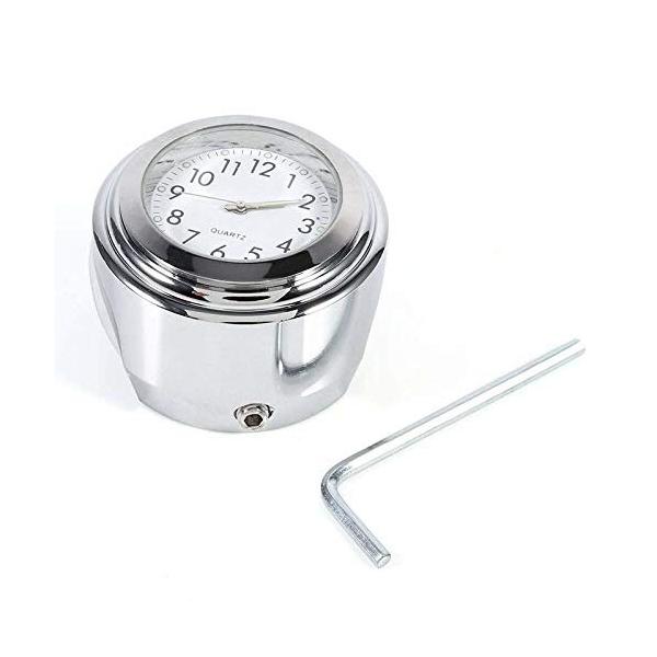 Karun オートバイのハンドルバーマウント時計、7/8 1 "クルーザーチョッパーのための防水ハンドルバーダイヤル時計時計商品コード：55073538815型番：XM-Karun-128カラー：ホワイトとシルバーあなたが時間数を読むのに便...