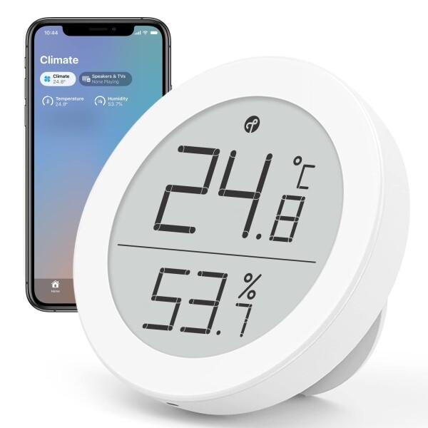 Qingping 温湿度計Tバージョン、Apple HomeKitプラットフォームに対応可能、ThreadとBluetoothの2種類の無線接続方式に対応可能、電子ペーパーディスプレイ付き、室内の温湿度を精密に測定できます商品コード：550...