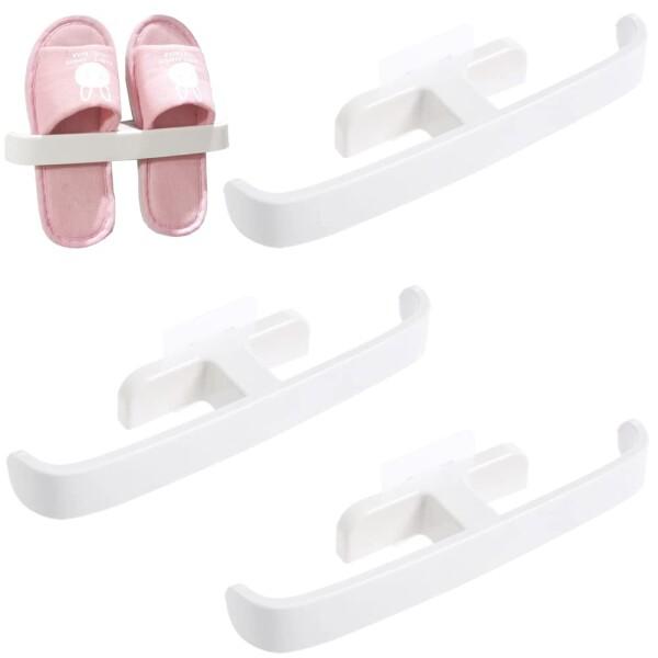 スリッパラック 壁掛け シューズスタンド 3個セット スリッパホルダー スリッパフレーム ス リッパ収納 サンダル収納 防水 室内 省スペース 便利 粘着式 玄関/部屋/バスルームに適している（ホワイト）商品コード：55073539576型...