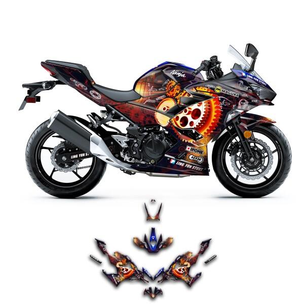 KUNGFU GRAPHICS（カンフー グラフィックス）適合 Ninja 400 ニンジャ400 ABS 2017 2018 2019 2020 2021 2022 2023/Ninja 250 2019 2020、SPORTS BIKE...