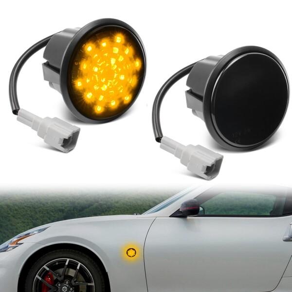 NEIFILES 日産適用 フェアレディ Z 370Z Z34 2009-2020 350Z Z33 2003-2009 サイドマーカー ウインカー フェンダーマーカーランプ 全点滅 車検対応 2個セット商品コード：55073544045型...