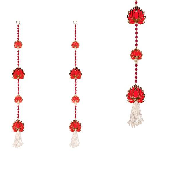 Aditri Creation 2個セット ピンク ロータス ストリング 壁掛け 装飾 ホーム ドア ウォール テンプル インドの結婚式 フェスティバル デコレーション ホーム ドア 壁装飾 お祭りや新年のギフトに商品コード：5507354...