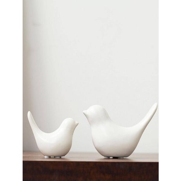 北欧ホームデコレーション セラミックバード 鳩 大小2個(白) 鳥のオブジェ 風水 インテリア 置物 縁起物 玄関 オーナメント プレゼント ギフト 記念日 誕生日 バード 運気 アップ 陶磁器小鳥の置物 オーナメント付き 癒される商品コー...