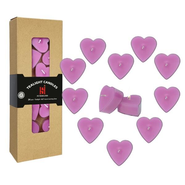 香りのティーライトキャンドル ミニアロマキャンドル 24個入り ハート形 ろうそく透明カップ蝋燭 燃焼6-7時間 家の装飾 暖茶 安息日 結婚式 緊急用 キャンドルセット (Purple-ラベンダーの香り)商品コード：55073551634...