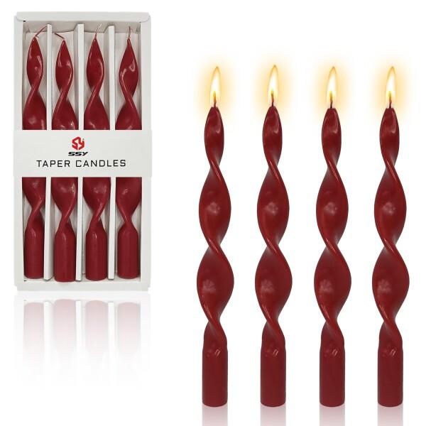 手作りらせん状のテーパーキャンドル 蝋燭 スパイラルキャンドル 人気 ろうそく 結婚式 家居裝飾 無香気 ロウソク 4個入り (#17-10inch, Red)商品コード：55073553724型番：XABL03-17サイズ：#17-10i...