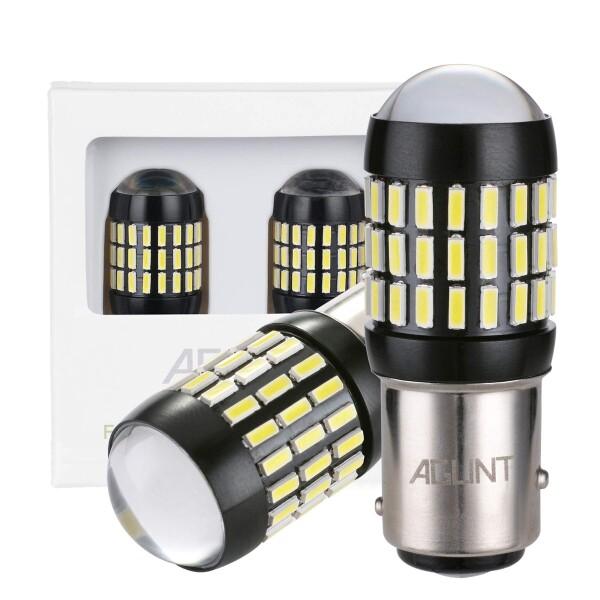 AGLINT S25 ダブル LED テールランプ バックランプ ウインカー ランプ コーナーランプ 1157 BAY15D ピン角度180度段違い 12V-24V兼用 無極性 66連 昼白色 2個セット 白 1157 ダブル球商品コード：...