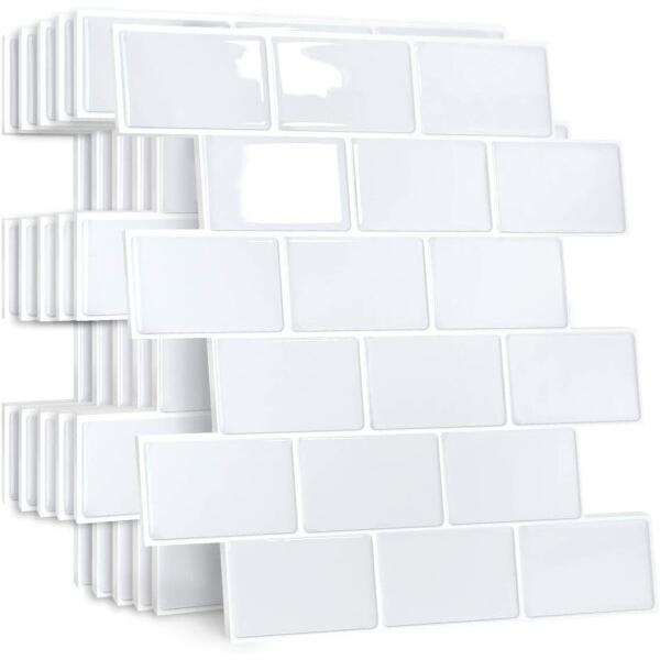 APSOONSELL 立体 貼るタイルボード  耐熱 防水 タイルシール タイルシート 立体 白 キッチン 洗面所 浴室 3D 壁紙 はがせる 白商品コード：55073556057型番：5-WS/BRI-H-M-WJ/WHI-Wサイズ：30...