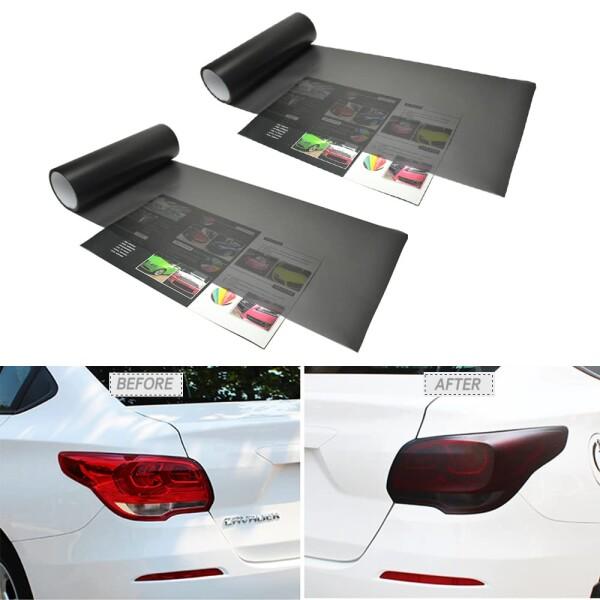 1797 テールランプフィルム ヘッドライトフィルム カーラッピングフィルム アイラインフィルム 自動車 バイク ヘッドライト フォグランプ テールランプ 適用 ステッカー ビニール シール マットブラック スモーク ブラック 黒 （30×...