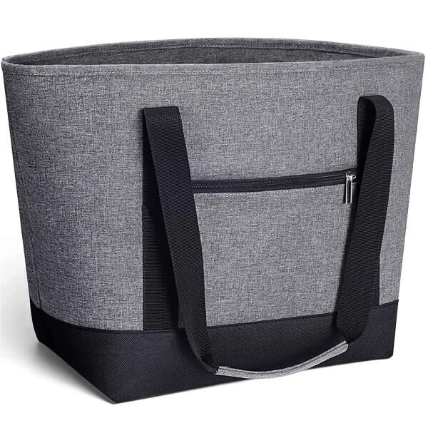 RVSNQ 保冷バッグ 大容量 ジッパー付き ランチバッグ 折りたたみ式 エコバッグ 保温 バック 食品収納 軽量 多機能 保冷ランチトート 通勤、通学、桜鑑賞、旅行、買い物に適 (グレー)商品コード：55073557481型番：YLZST...