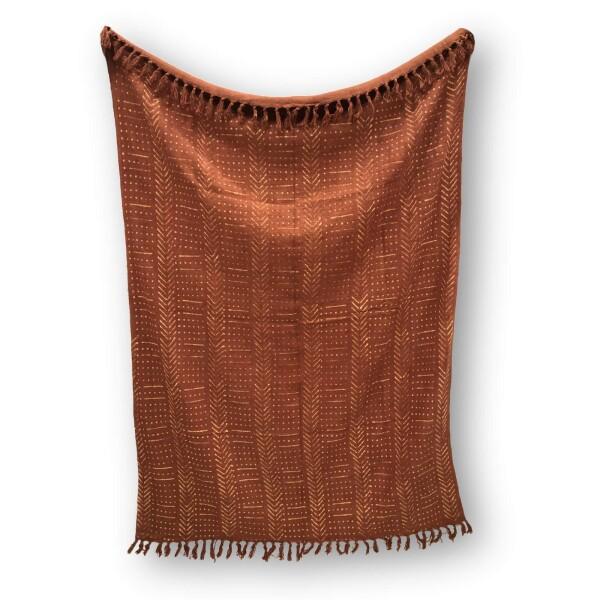 Trade Star エスニックブロックプリントスローブランケット（ソファ用）、綿100％ソフトタッセルブランケット、泥布プリントスロー（家庭用）、手織りの新築祝いの結婚式用ギフト 雪(120 x 170 Cms) さび商品コード：5507...