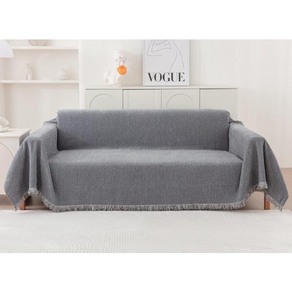 HomeFirst 北欧風 マルチカバー 長方形 大判 マルチカバーソファー ソファーカバー 2 3 人掛け シェニール おしゃれ ブランケットフリンジ付き ベッドカバー カウチ ベッドカバー 毛布 無地 テーブルクロス 柔らかく 吸湿 通...