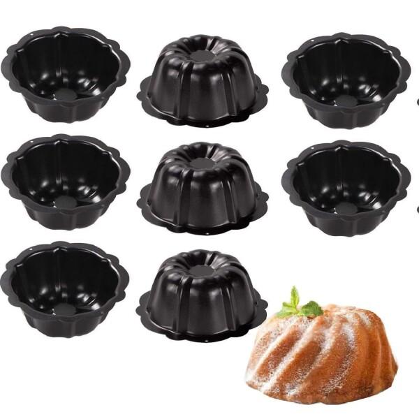 FGIUKC ケーキ型 11.8cm 炭素鋼 非粘着 カヌレ型 繰り返し使え 焼き型 マフィン型 裏地付き型 お菓子用 カボチャ形 DIYケーキ 型 耐熱 耐油 家庭用 ベーキングツール 8個セット （黒）商品コード：55073562985...