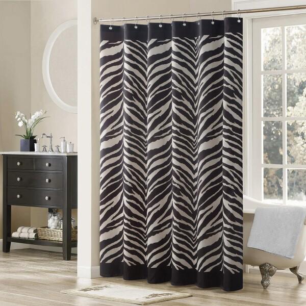 DS DESIGN シャワーカーテン ゼブラ柄 183cm×183cm ポリエステル製布地 防水防カビ カーテンのみ モノトーン バス用品 間仕切り 目隠し商品コード：55073578269型番：DS-00024サイズ：丈183 cm x ...