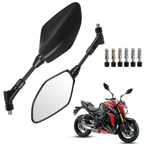 Esploratori モーターサイクル ユニバーサル バックミラー、ヤマハ、ホンダ、カワサキに対応、左右セット、0.3/0.4インチ(8/10mm)商品コード：55073578879型番：オートバイのバックミラーカラー：黒い寸法:ミラー最...