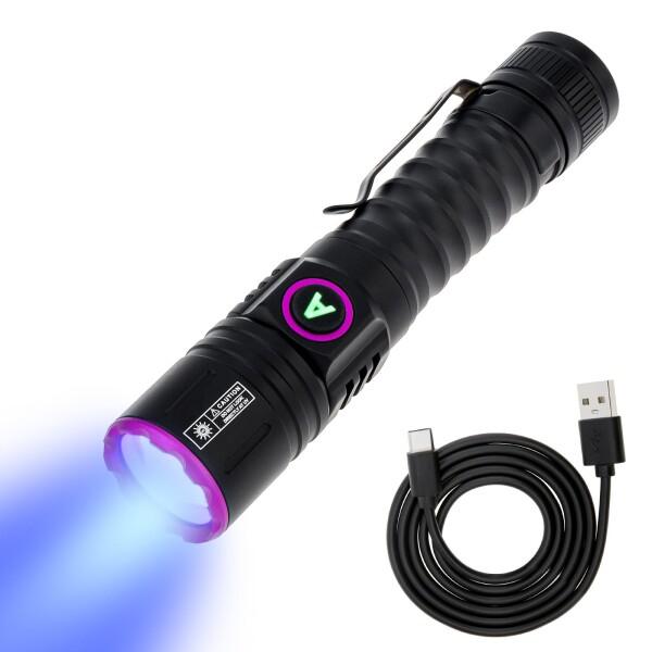 SecurityIng ブラックライト 395nm 10W UVライト USB充電式 ズーム機能付き 紫外線ライト アニサキス検出・真贋鑑定・レジン硬化・ペット尿検出・猫真菌検出 ペンクリップ付き（電池は含まれていません）商品コード：550...