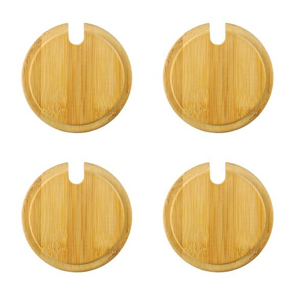 Andux Space 木製マグカバー カップ蓋 スプーン穴付き 4個入り BG-01 (77mm)商品コード：55073581351