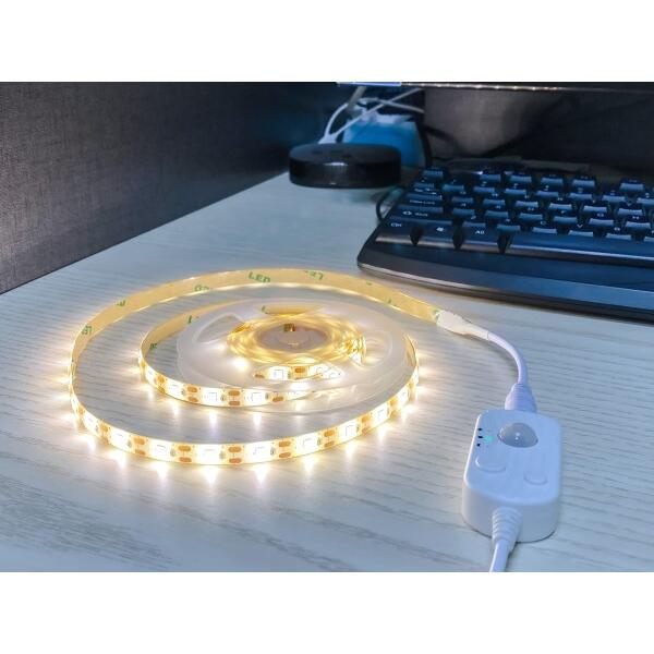 Vortex HJ-J0083W USB LED Strip Lights with Motion Sensor, Cool White or Warm White 1m/3m options Dimmable LED Closet Lig...