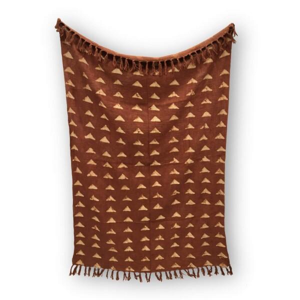 Trade Star ハンドルームブランケット自由奔放に生きるブロックプリントベッドスロー泥布スロー本物のアフリカンスタイルの装飾家のための100％コットンビーチブランケットエスニックソファの装飾 メープル(120 x 170 Cms) さ...