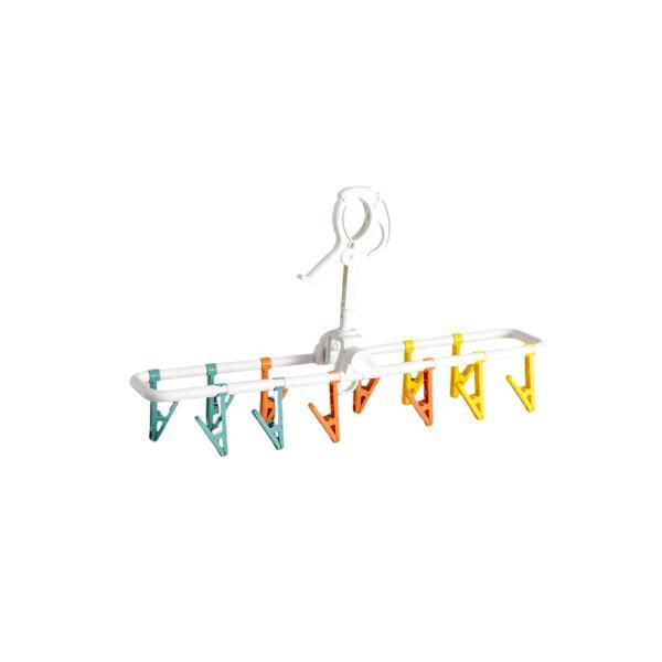 折りたたみ式360°回転物干しハンガー 洗濯物干し ピンチハンガー, カビなし, 防風ロック, 強力耐荷重, 出張に便利商品コード：55073600935型番：05211サイズ：45*9.5cmカラー：ホワイトPP材質の懸垂式洗濯物干しハン...