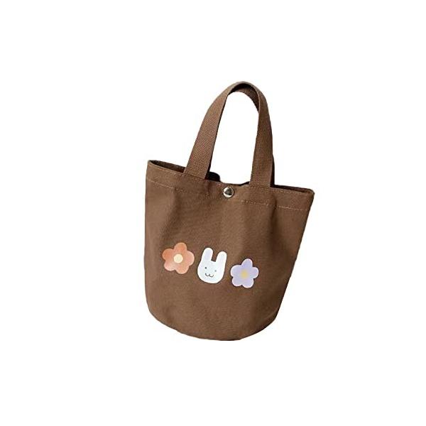 (§SEYIXU) ランチパック ミニトートバッグ レディース 可愛い キャンパス プチバッグ 大人 女子の子 手提げバッグ お弁当バッグ 通勤 通学 軽量 おしゃれ 帆布ランチトート (A/ブラウン)商品コード：55073601292型番...