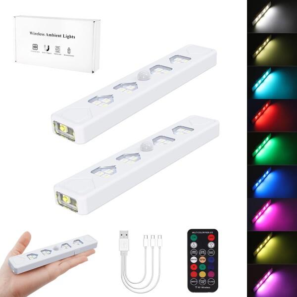 Futwod 9色 LEDバーライト RGB 人感センサーライト フットライト 雰囲気ライト 足元灯 テープライト 21照明モード 輝度調整 自転車 室内 廊下 足元 玄関 トイレ キッチン 汎用 ledライト USB TYPE-C 充電式...
