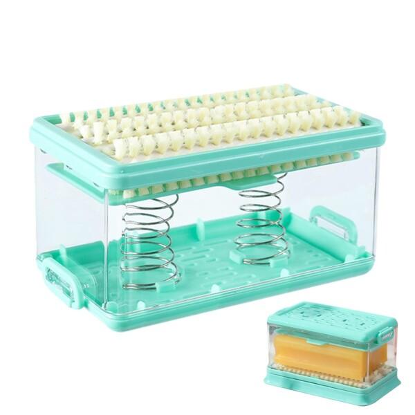 石鹸ケース 石鹸置き マグネット泡立つ洗濯せっけんケース 旅行 便利グッズ ブラシ付き 蓋付き 浴室 石鹸ボックス 多機能ソープディッシュ 衣類の汚れ 石鹸ケース 発泡ケース(グリーン)商品コード：55073603097型番：fzh-lvs...