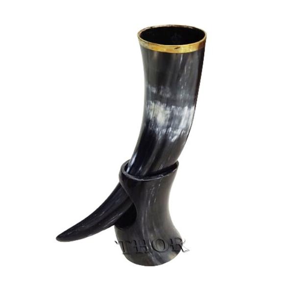 Viking Cup ドリンクホーン タンカード 本格的 中世風 ドリンクホーン スタンド付き 素朴 ヴィンテージ ホームデコレーション ギフト商品コード：55073604597型番：KG1604サイズ：1 Count (Pack of 1...