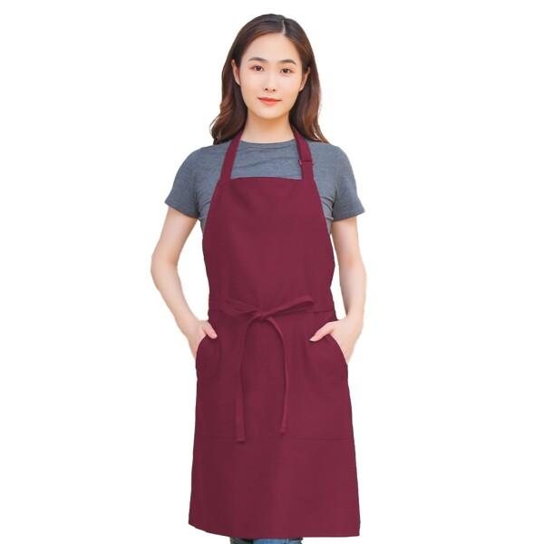 (cozycube) エプロンワインレッド 首掛け 長さ調整タイプ 赤 シンプル 女性用 男性用 メンズ レデイース カフェエプロン 無地 おしゃれ 大容量ポケット 汚れにくい シワ防止 男女兼用無地 崩れ無し ノーアイロン 透けない ポケ...