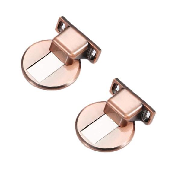 Spotact 2パックドアストッパーマグネット式ドアストップ2種類の取り付けドリル穴＆3M接着剤ステッカーフロアマウントドアキャッチホルダー亜鉛合金 (赤)商品コード：55073608610強い磁力:ドアストッパーに近づくとドアが磁気吸着...