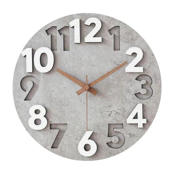 Mermbe 壁掛け時計 欧米風 人気 静音 壁掛け 時計 円形 3D立体数字 見やすい 灰色 木質時計 12インチ(直径30CM)アイデア 個性 アナログ時計 引越 祝日プレゼント (スタイル C)商品コード：55073608632型番：...