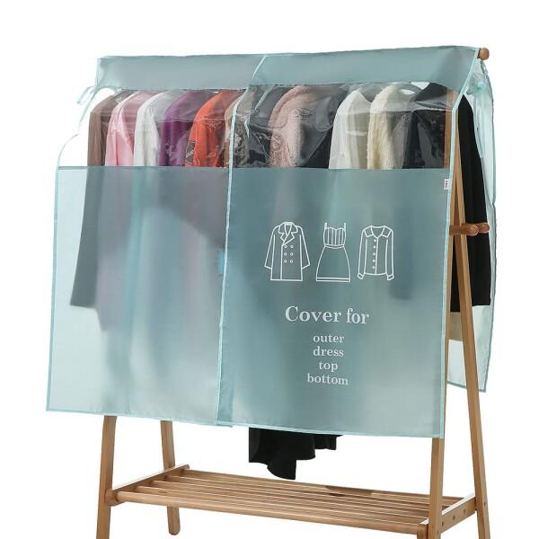 良選オックスフォード生地洗い可能 グリーン 衣類カバー ワイドサイズ 110cm幅 120cm長さ 透明窓付き 洋服カバー 押入れ洋服防塵カバー パイプラック収納カバー マジックテープ付き 閉め開けが楽々可能 両サイドズレ防止紐付き商品コー...