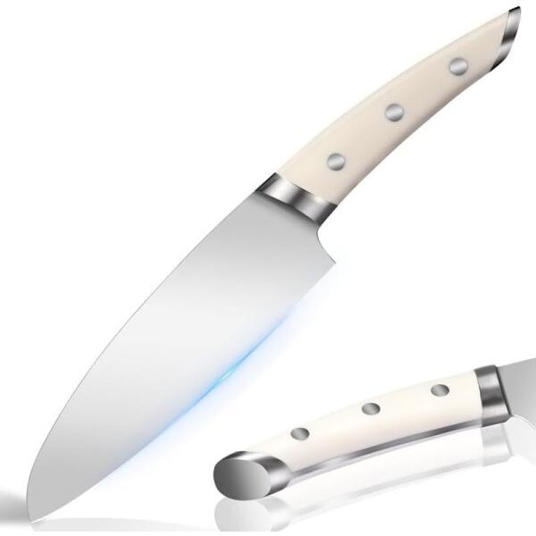 Utaki 三徳包丁 ドイツ1.4116ステンレス鋼 刃渡り182mm  女性専用アーチ形状ステンレス+ABSハンドル商品コード：55074018721型番：Utakiサイズ：182 mmカラー：1【Annie・アニーI】【全長】約318m...