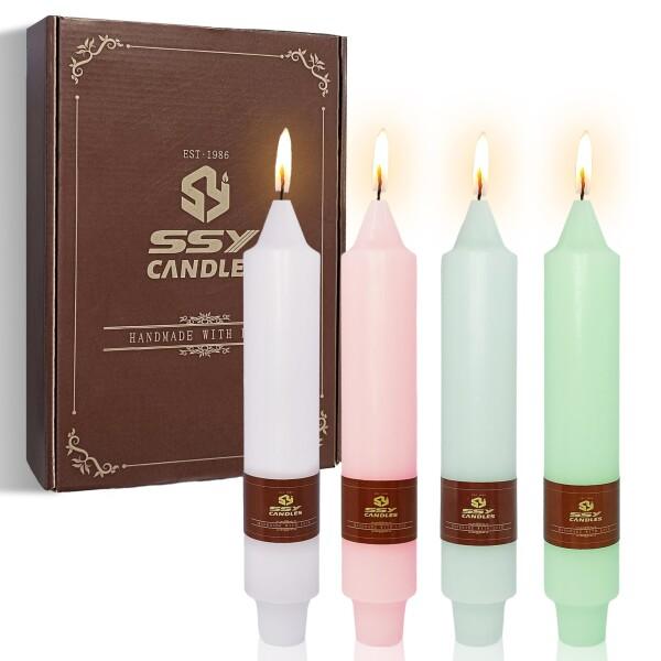 ピラーキャンドル 手作りテーパーキャンドル キャンドル セット 長い燃焼時間 ろうそく 結婚祝い ロウソク プレゼント ホームデコレーション用 4個入り (light colors, 17.6cm)商品コード：55074027344型番：#...