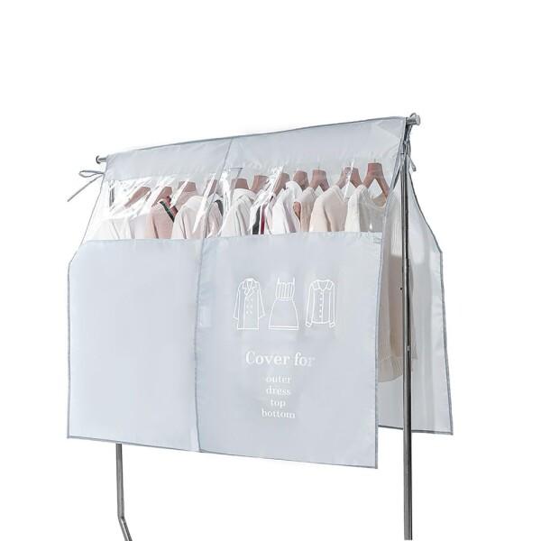 良選オックスフォード生地洗い可能 グレー 衣類カバー ワイドサイズ 120cm幅 110cm長さ 透明窓付き 洋服カバー 押入れ洋服防塵カバー パイプラック収納カバー マジックテープ付き 閉め開けが楽々可能 両サイドズレ防止紐付き商品コード...